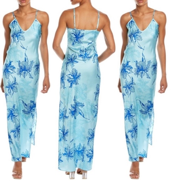 REVOLVE | Dresses | Nwt Giltgarrie B Turquoise Blue Floral Print Slip ...